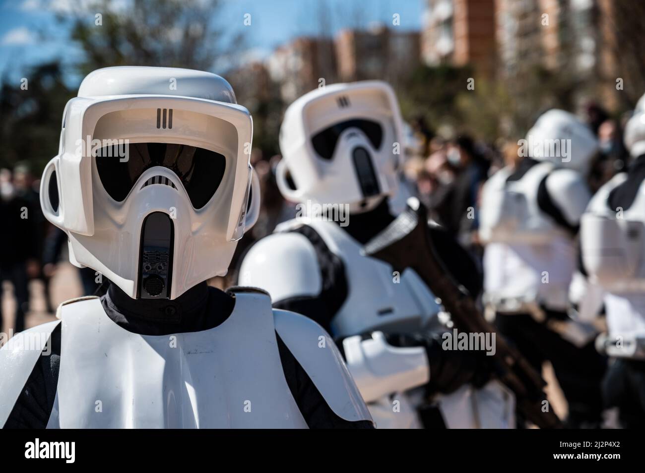 Madrid, Spain. 03rd Apr, 2022. People dressed as Scout Troopers are ...