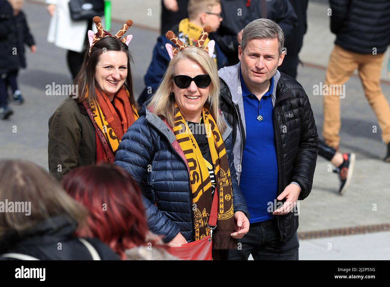 London, UK. 03rd Apr, 2022. Sutton United fans seen prior to the match ...