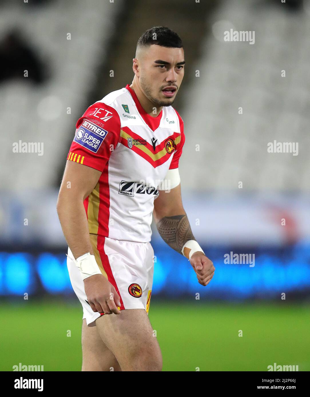 Catalans' Joe Chan during the Betfred Super League match at the John ...