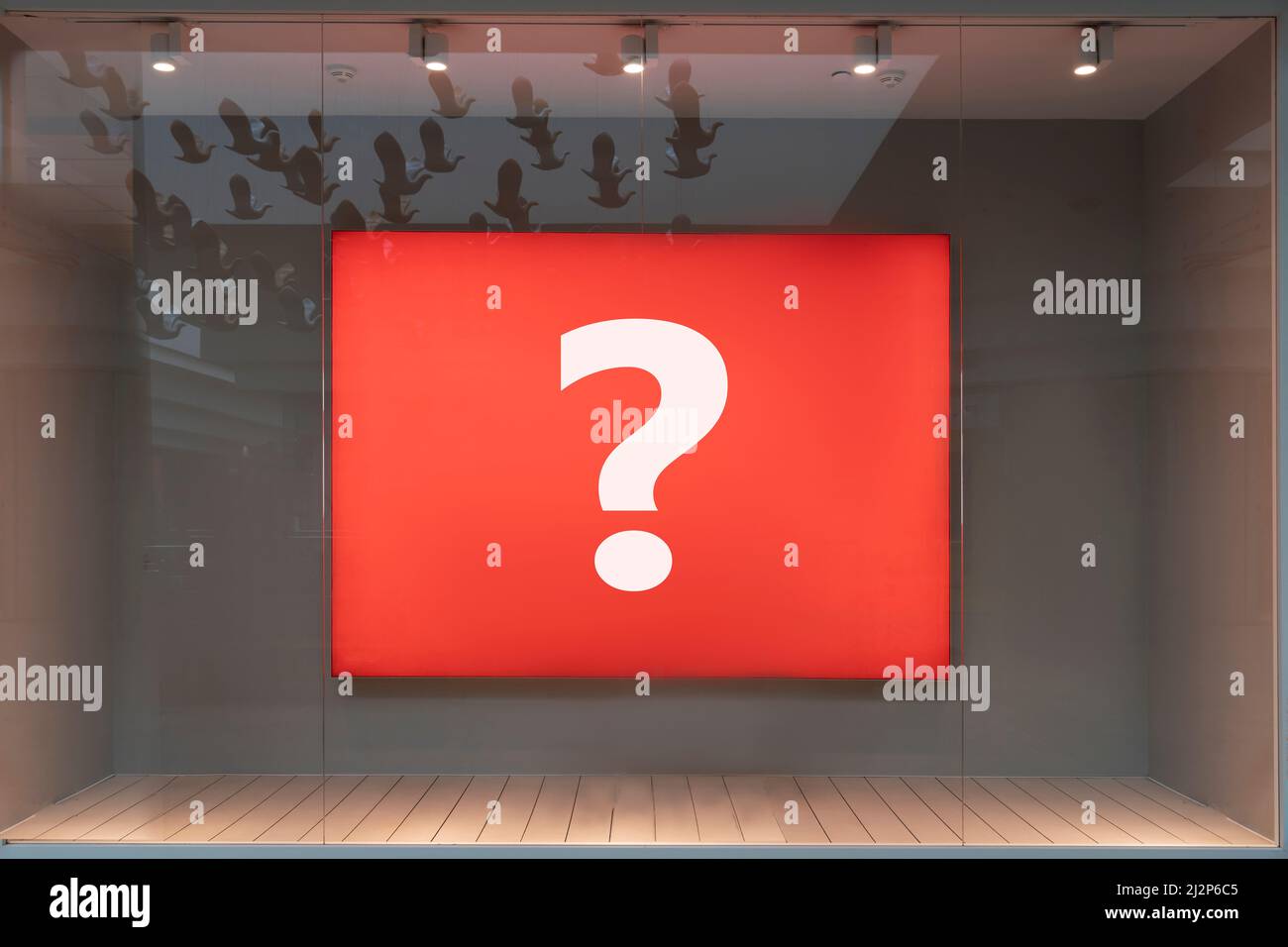 A question, a question mark on a red billboard Stock Photo - Alamy