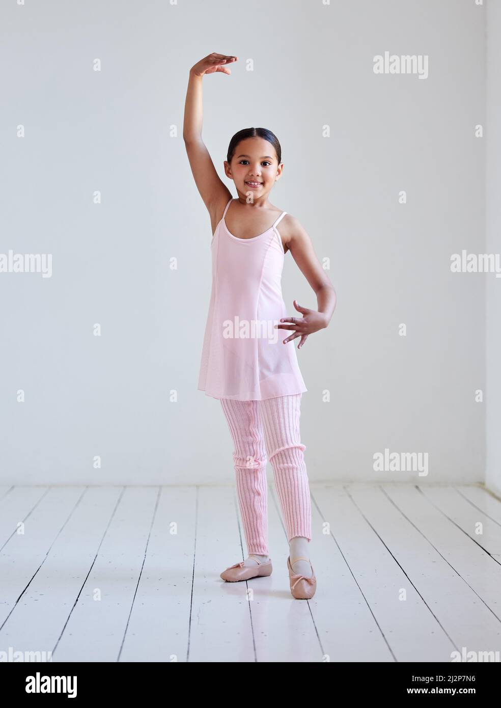 Her self confidence grows through ballet. Portrait of a little girl ...
