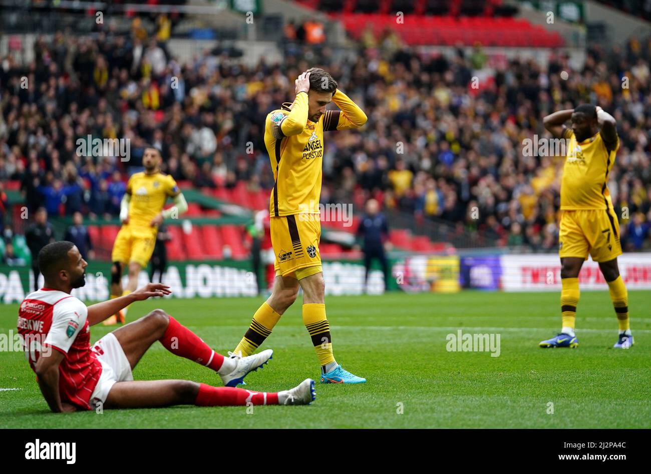 Sutton United's Will Randall reacts after a missed chance during the ...