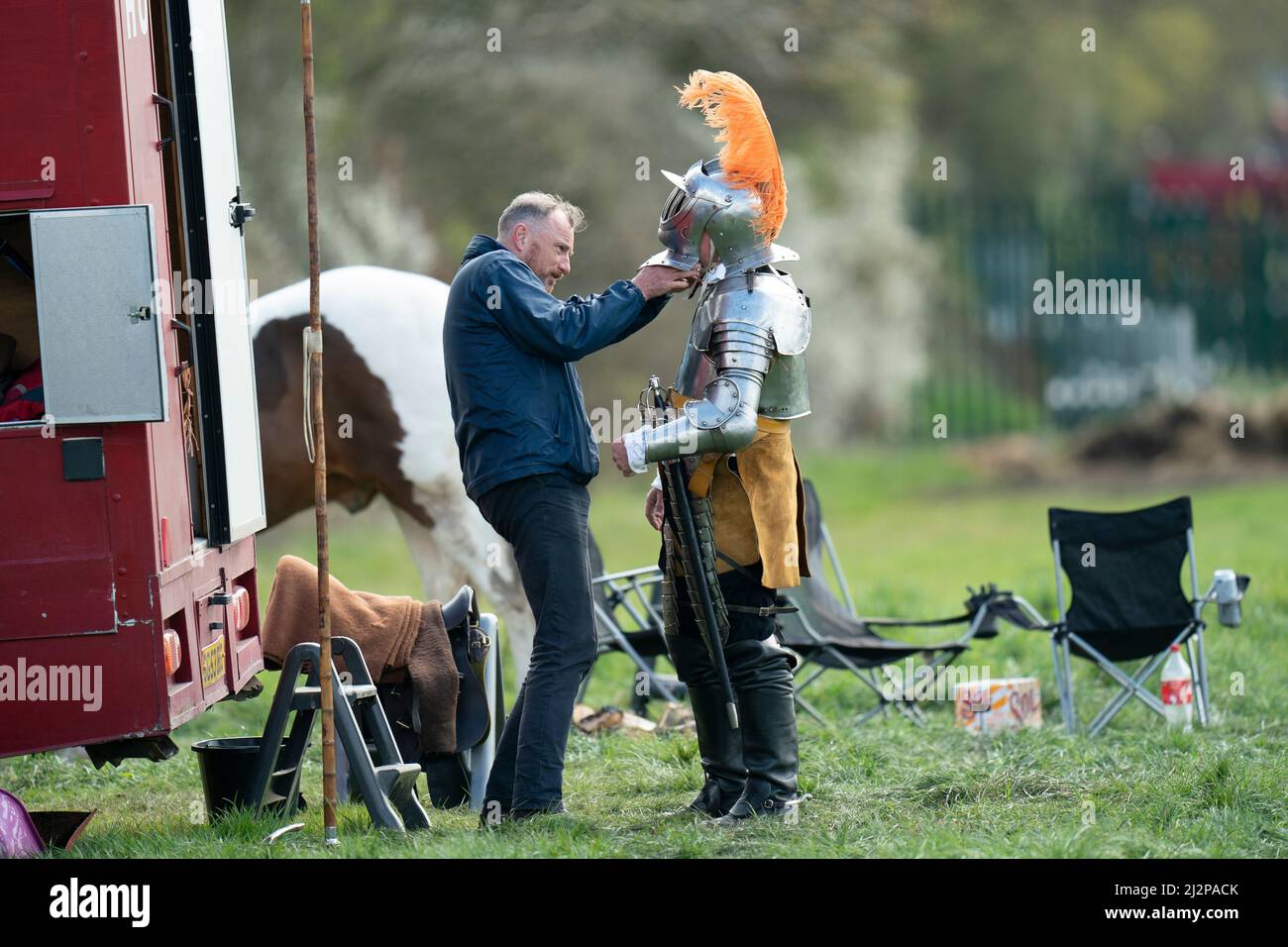 A member of the Cavalry reenactment group The Troop, who portray the ...