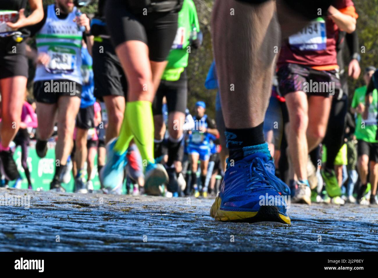 Runners compete in front of the Eiffel Tower during the 46th edition of ...