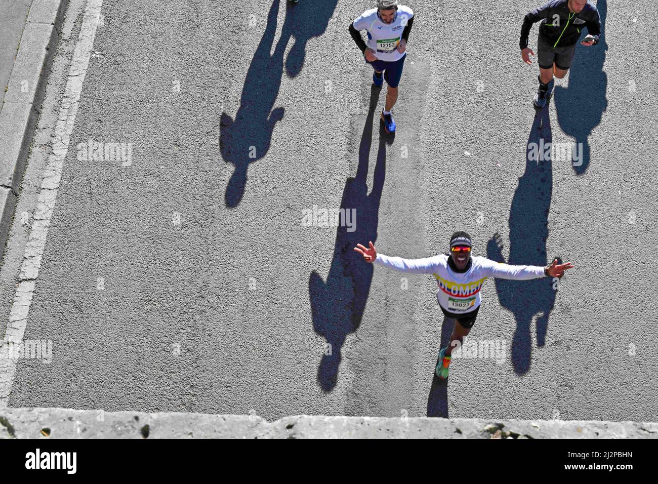 Runners compete during the 46th edition of the Paris Marathon, 42,195 ...