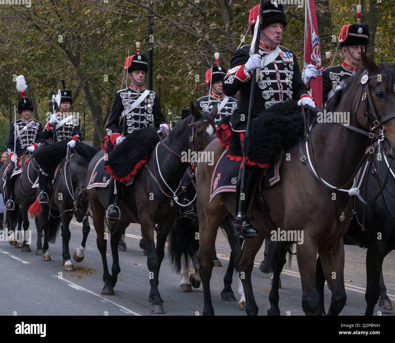 The Light Cavalry HAC on horseback in ceremonial uniforms at the Lord ...