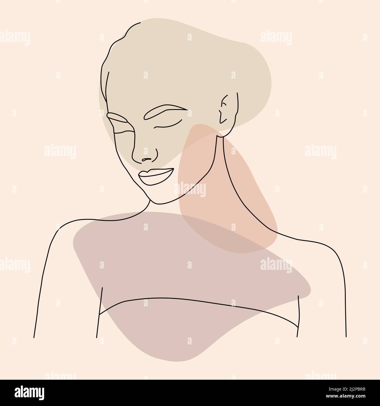 Portrait. One-line face. The modern art of minimalism, aesthetic ...
