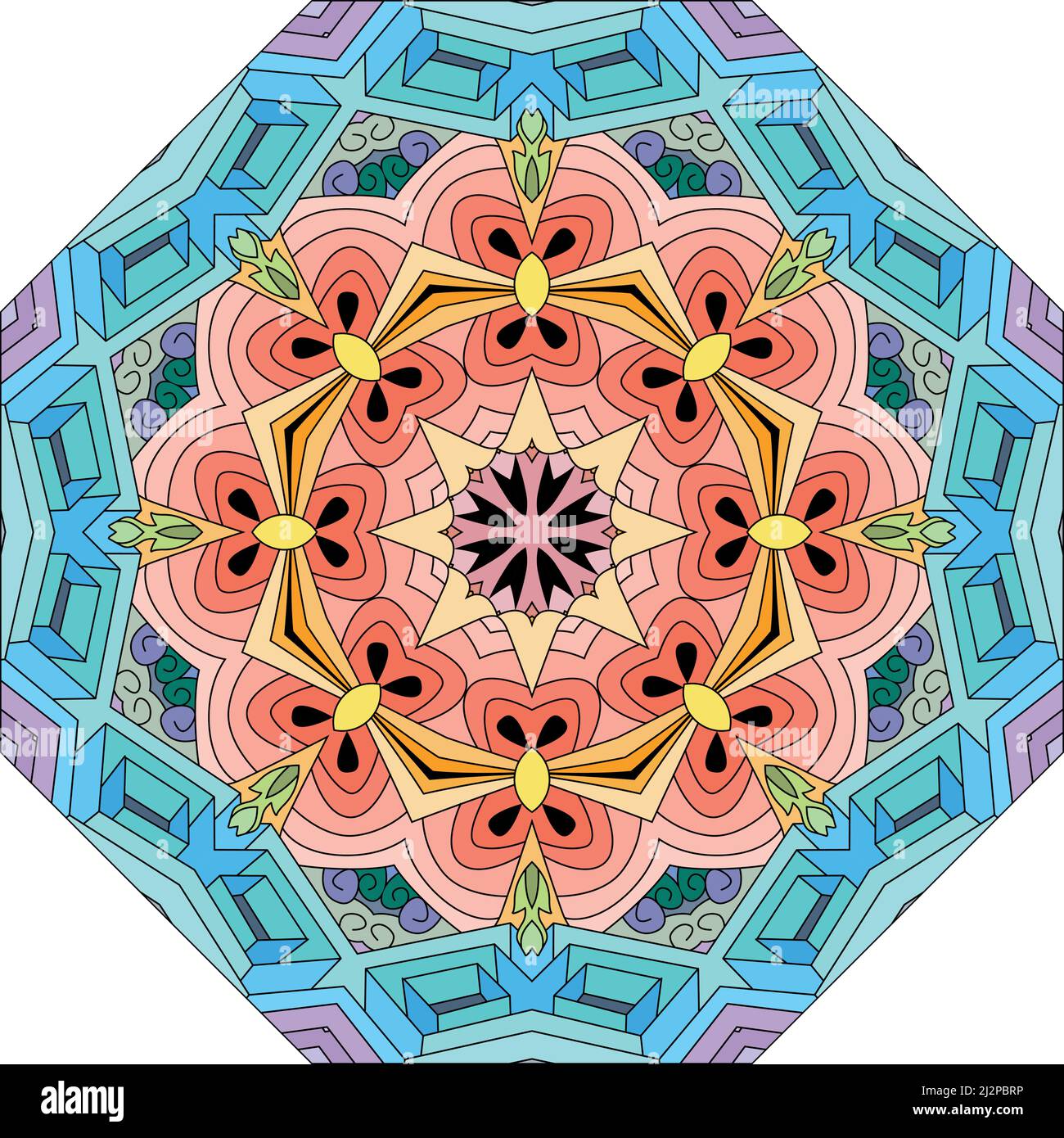 Decorative round ornament. Unusual flower shape. Oriental vector, Anti ...