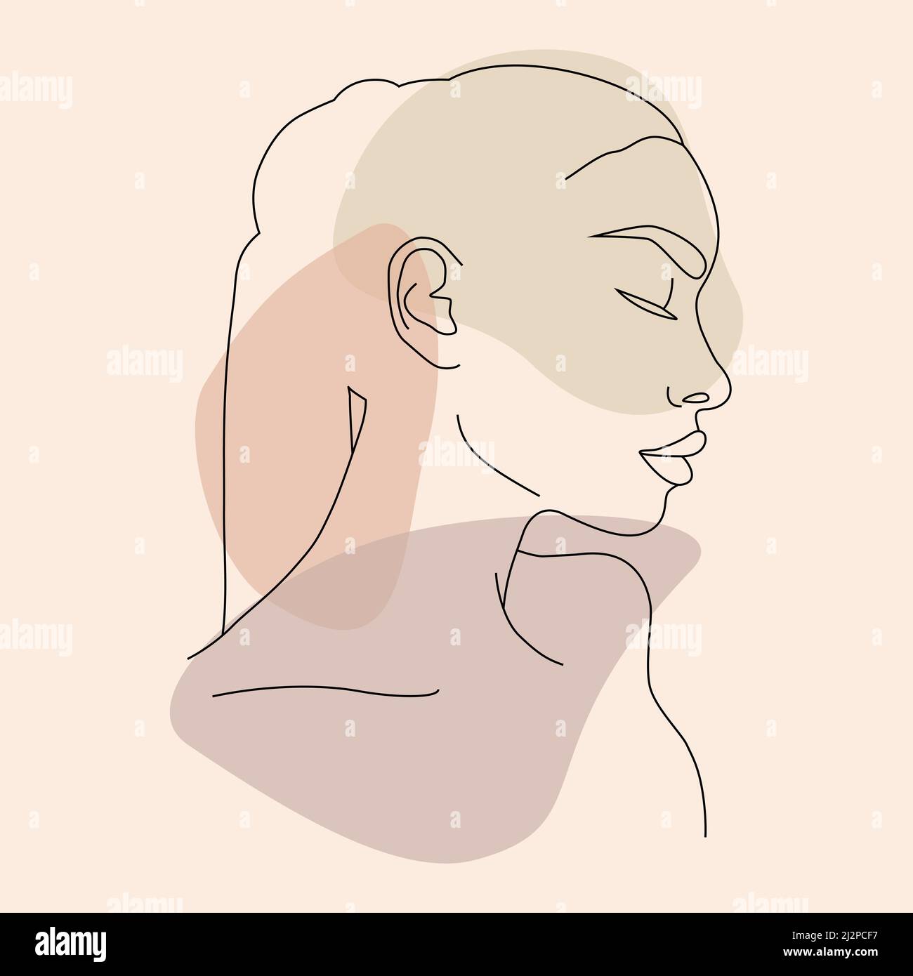 The face is a line. Abstract minimalistic female face icon, logo. A ...