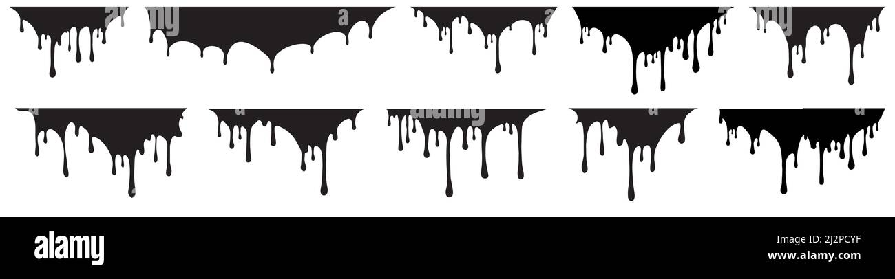 Set of melt black or liquid paint drops. Vector illustration for your ...