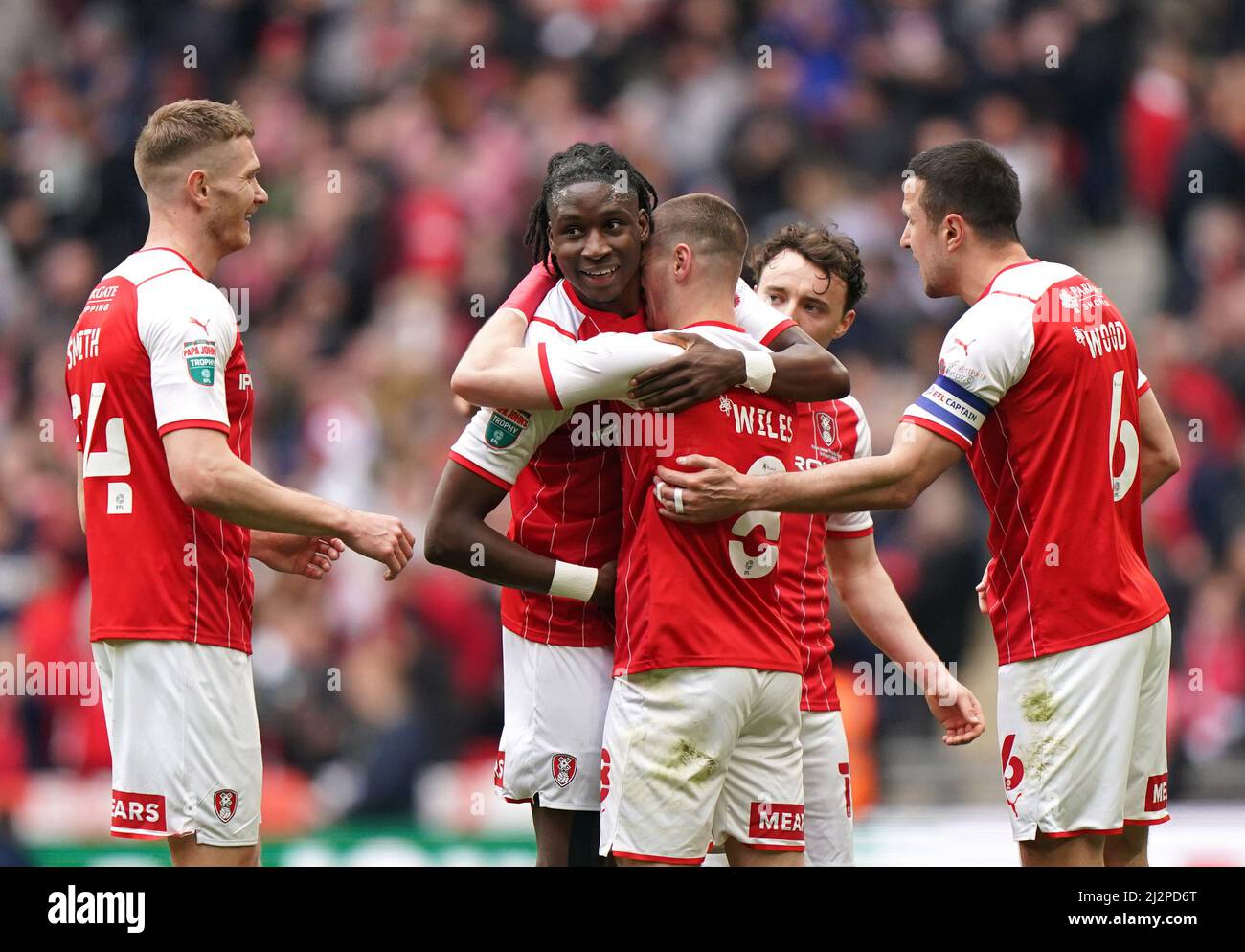 Rotherham United's Ben Wiles (centre right) celebrates scoring their ...