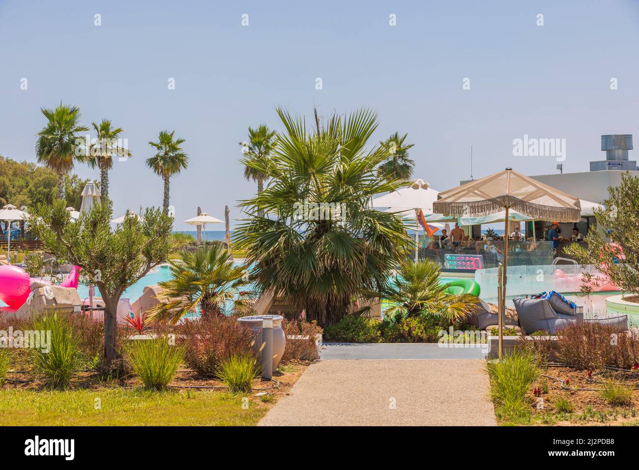 Beautiful view of hotel with an outdoor pool and views of Mediterranean ...
