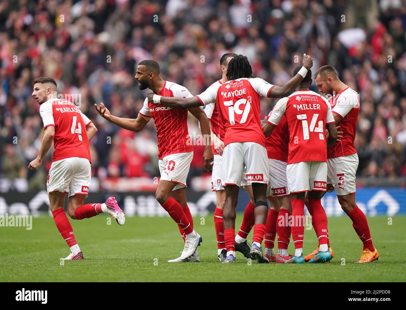 Rotherham United's Ben Wiles celebrates scoring their side's first goal ...