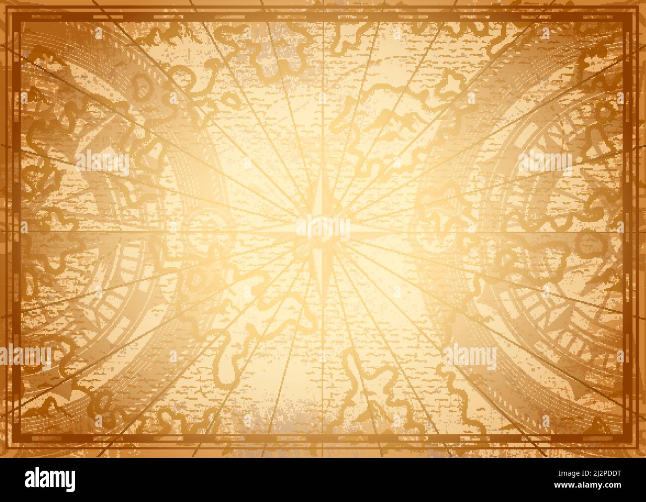 Old nautical map light template with navigational compass and wind rose ...