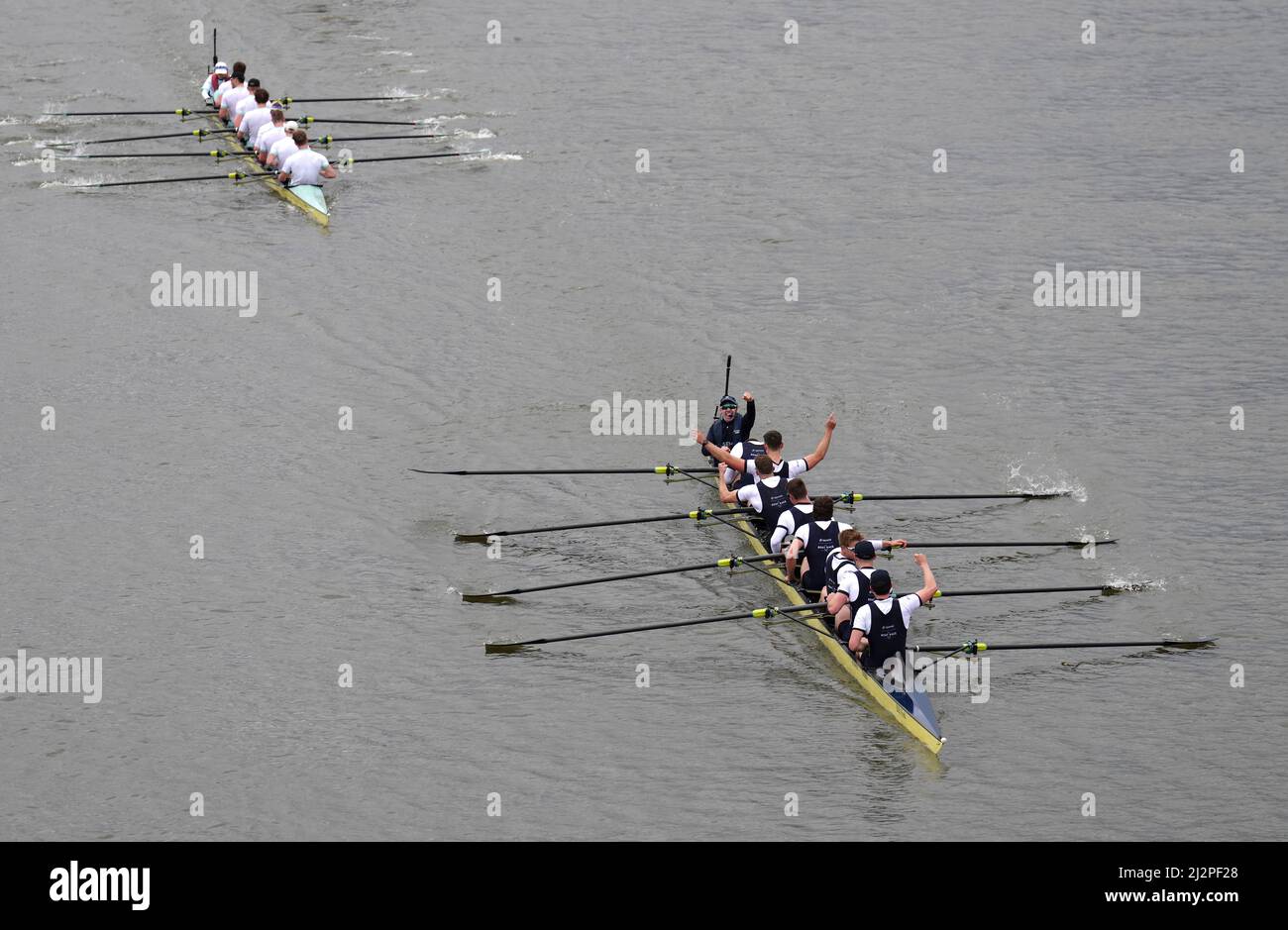 The Oxford Men's boat team (right) celebrates winning the 167th Men's ...