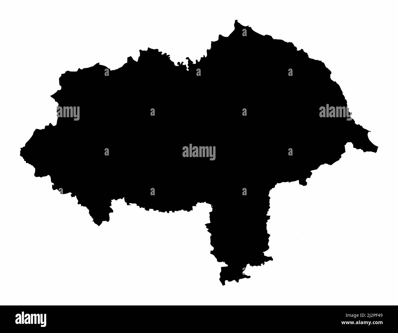 North Yorkshire county, silhouette map isolated on white background ...