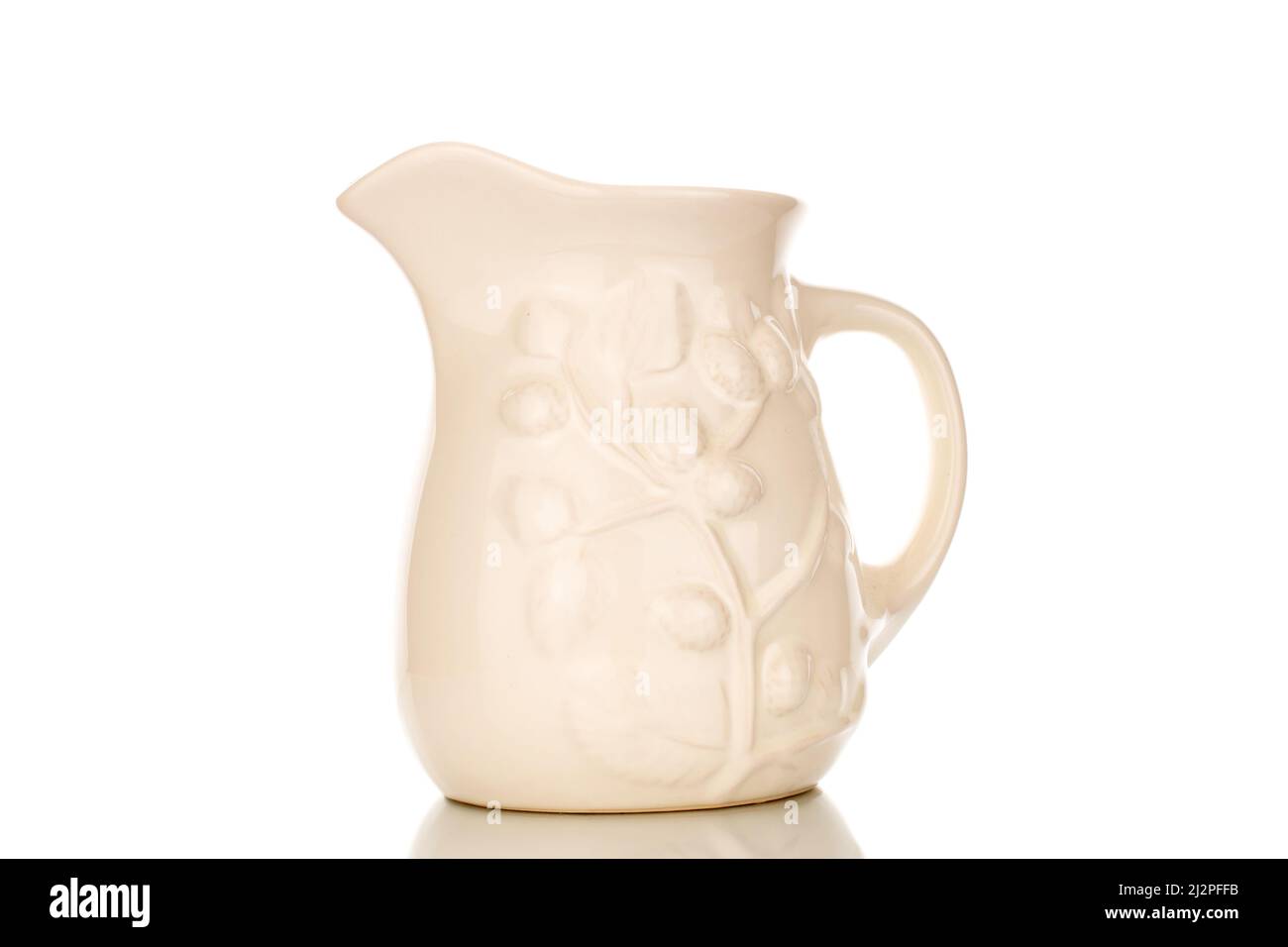 One ceramic milk jug, close-up, isolated on a white background Stock ...