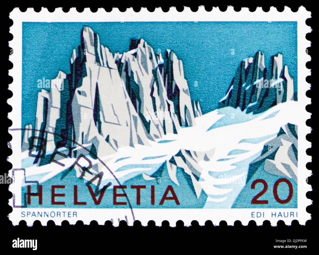 MOSCOW, RUSSIA - MARCH 13, 2022: Postage stamp printed in Switzerland ...