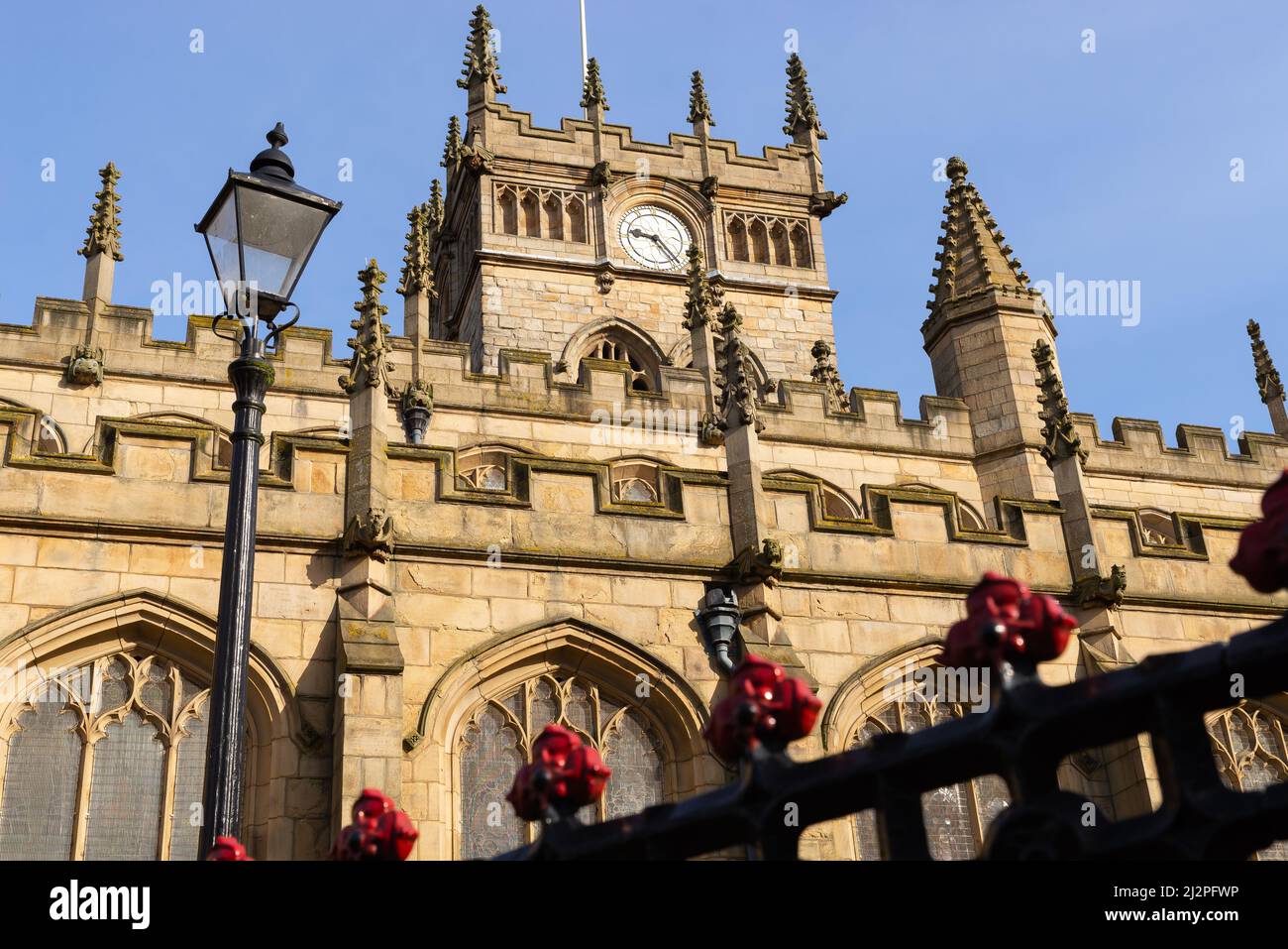 Exterior of the Wigan Parish Church, built in 1781, on a beautiful ...