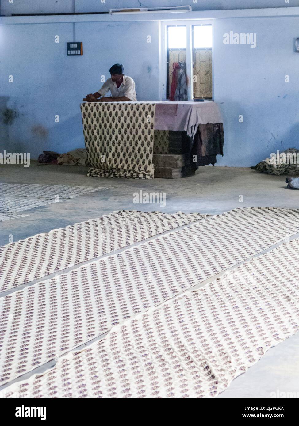India, Gujarat, Great Rann Of Kutch. Ajrakh block printing in Ajrakhpur ...