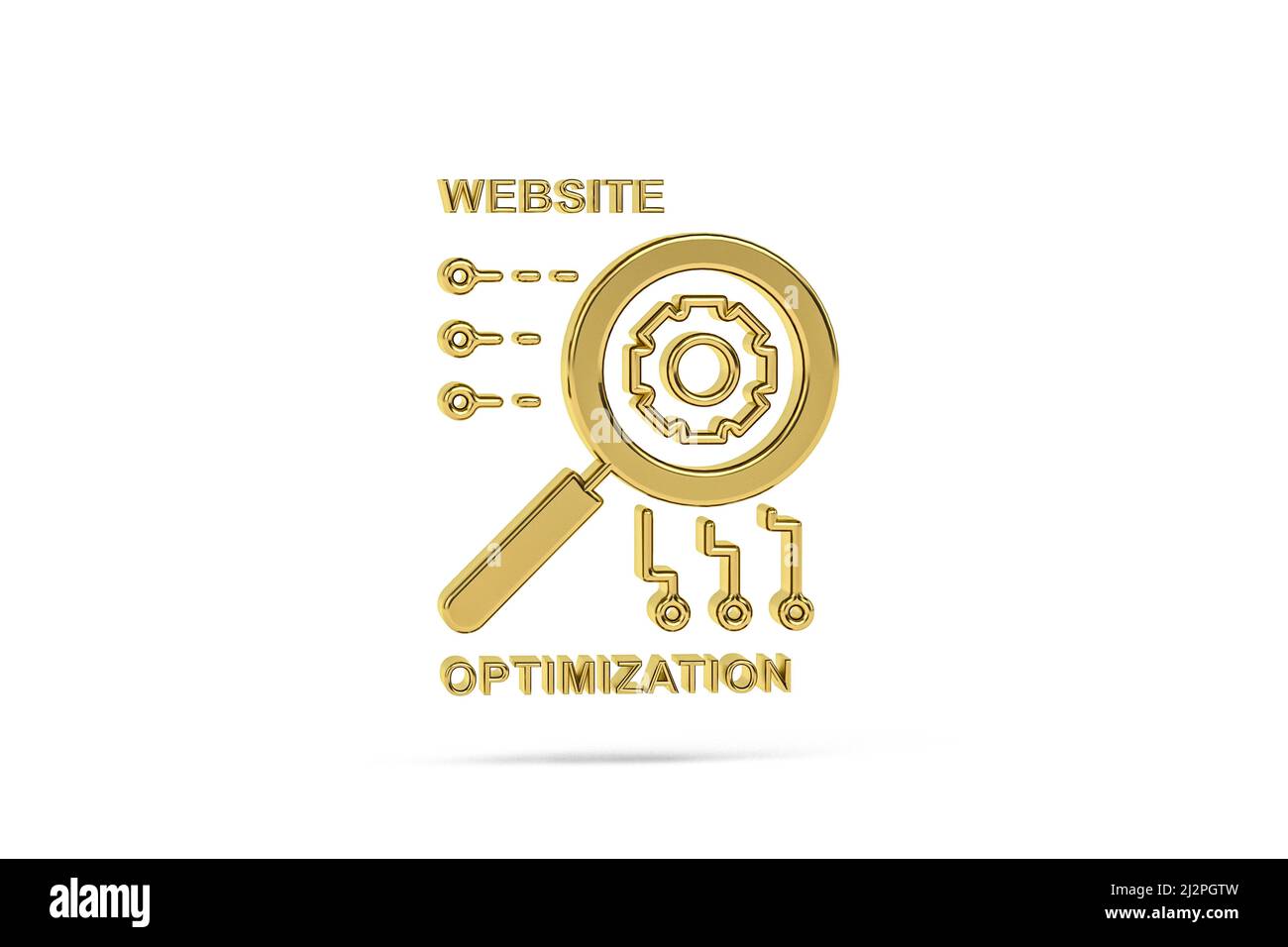 Golden 3d SEO optimization icon isolated on white background - 3d ...
