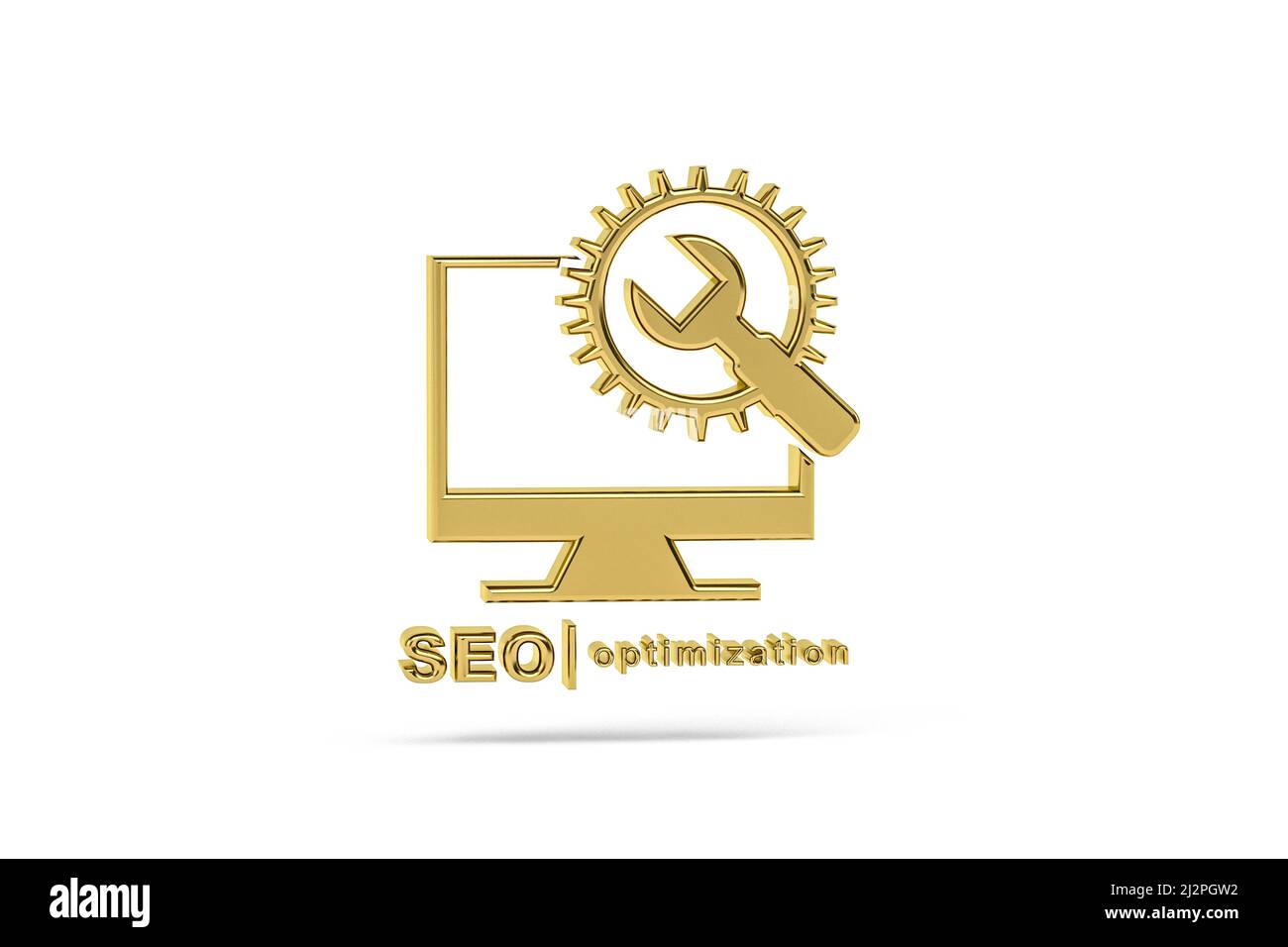 Golden 3d SEO optimization icon isolated on white background - 3d ...