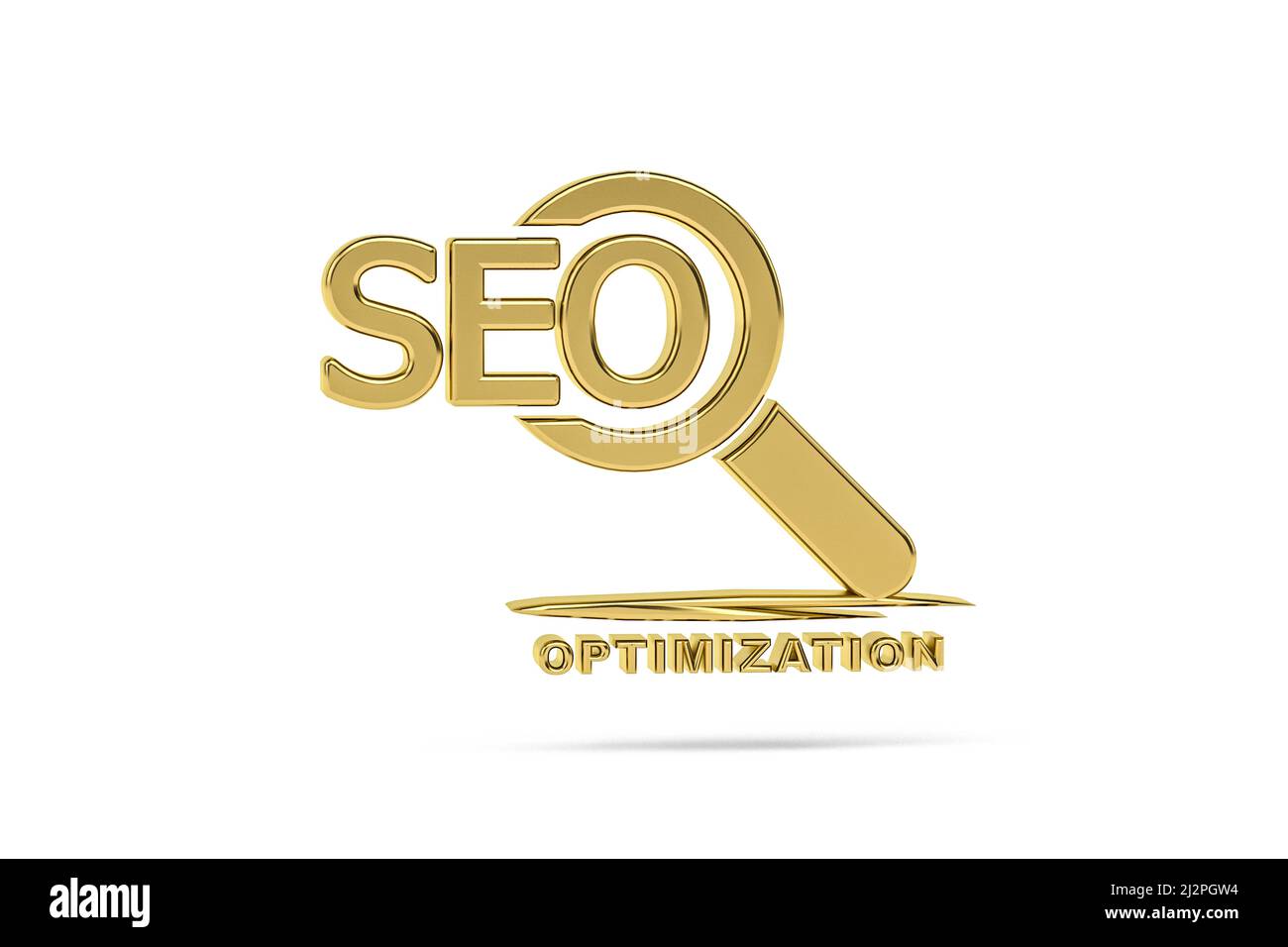 Golden 3d SEO optimization icon isolated on white background - 3d render Stock Photo - Alamy
