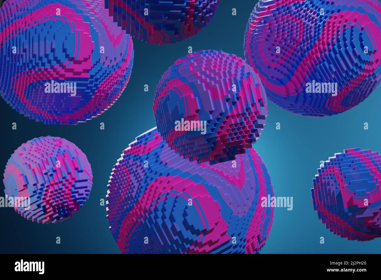 Colorful spheres built with bricks background. 3d illustration Stock ...