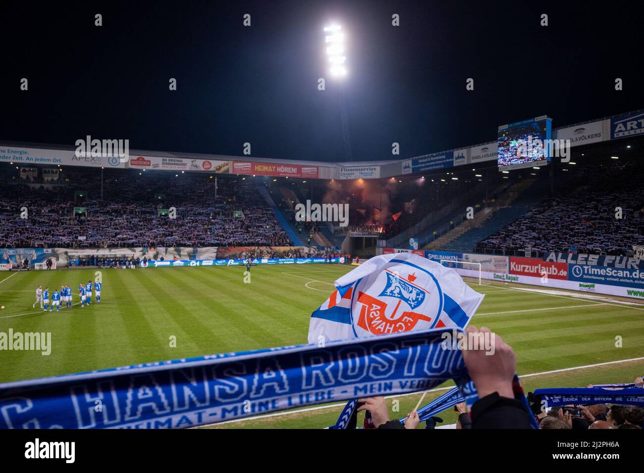 The football match of Hansa Rostock against St. Pauli in Rostock ...