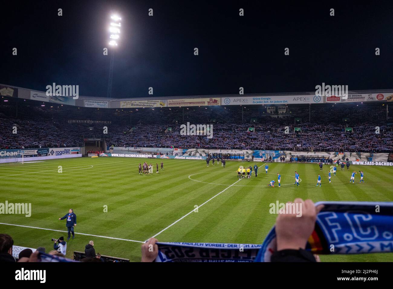 The football match of Hansa Rostock against St. Pauli in Rostock ...
