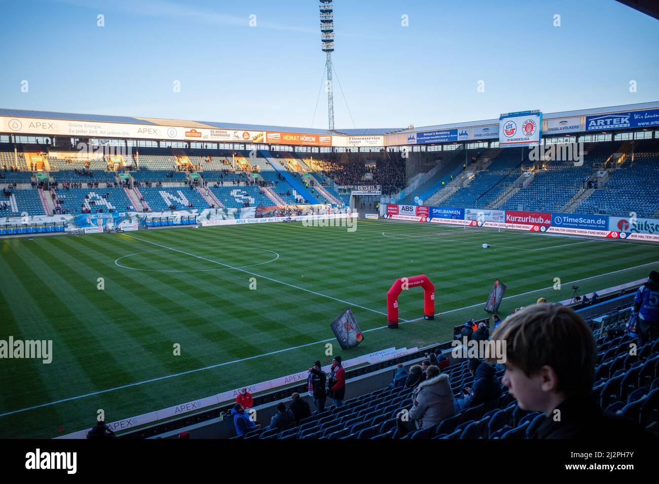 a view into the football stadium of FC Hansa Rostock a few minutes ...