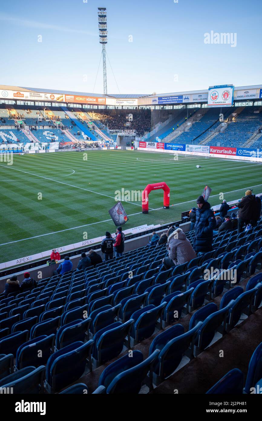 a view into the football stadium of FC Hansa Rostock a few minutes ...