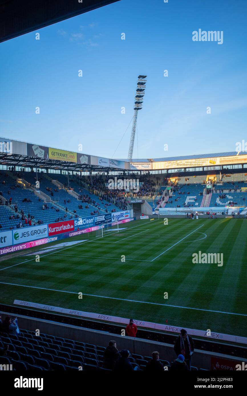a view into the football stadium of FC Hansa Rostock a few minutes ...