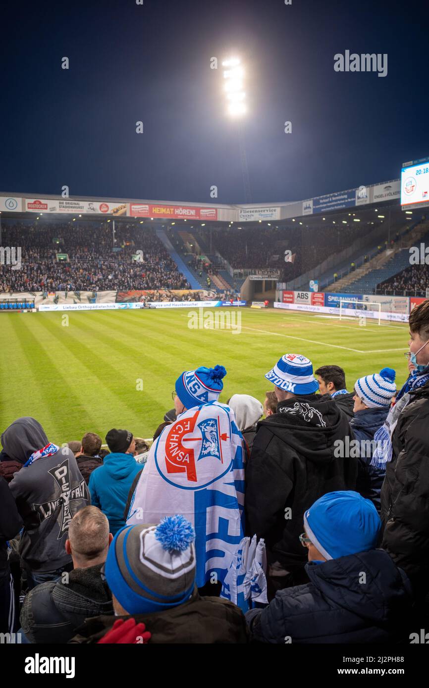 in the football stadium of FC Hansa Rostock a few minutes before ...