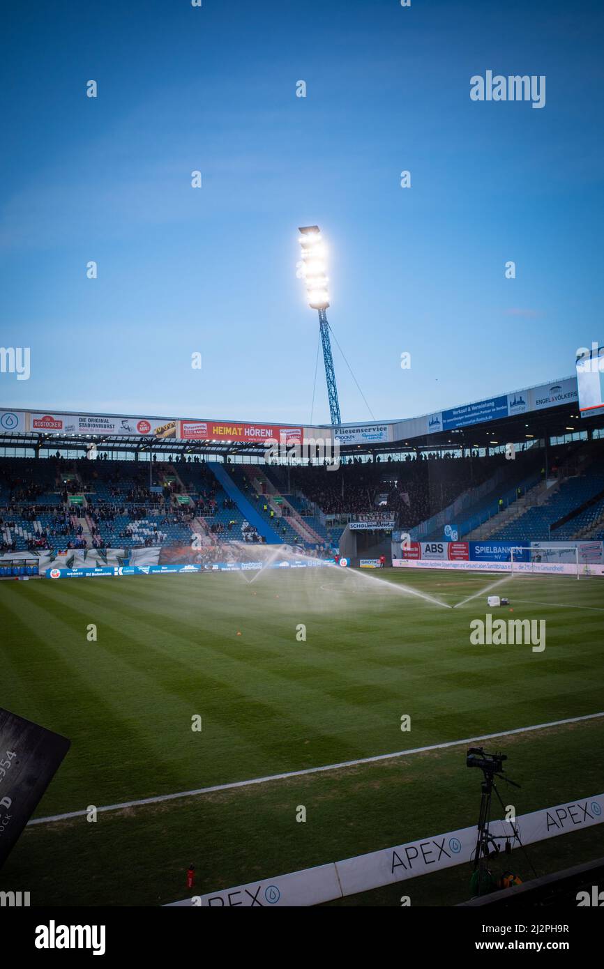 in the football stadium of FC Hansa Rostock a few minutes before ...