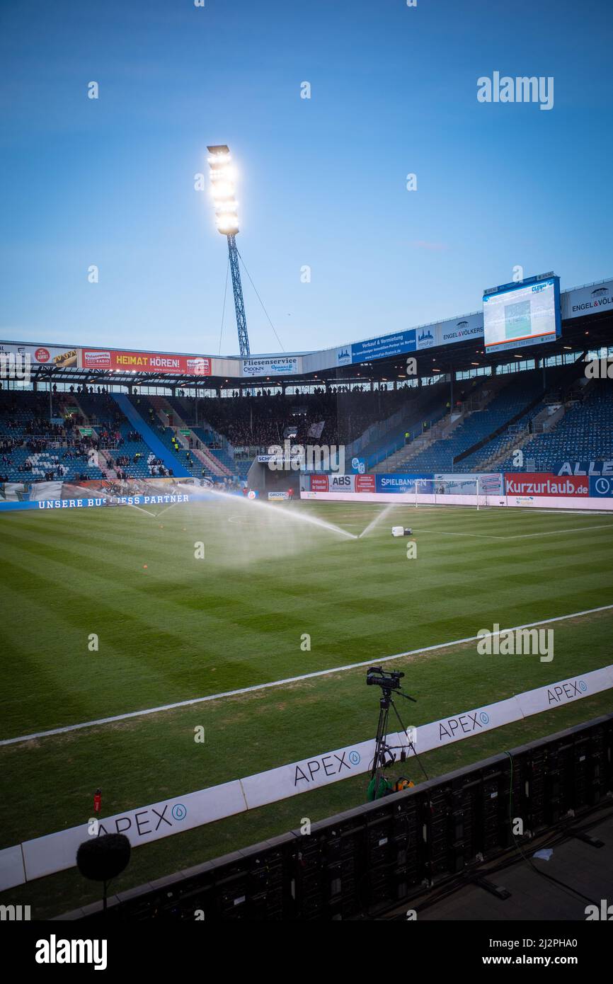 in the football stadium of FC Hansa Rostock a few minutes before ...