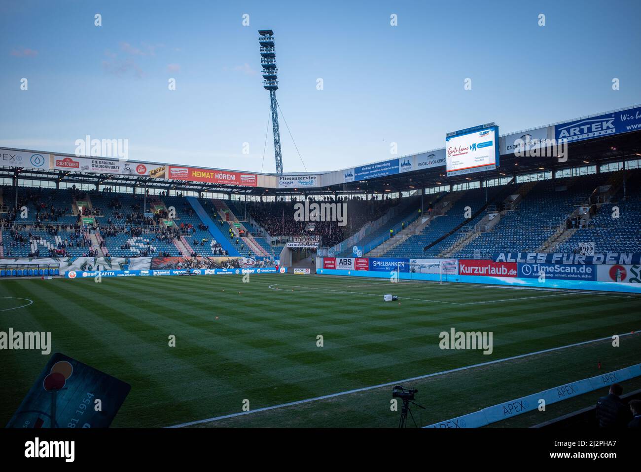 in the football stadium of FC Hansa Rostock a few minutes before ...
