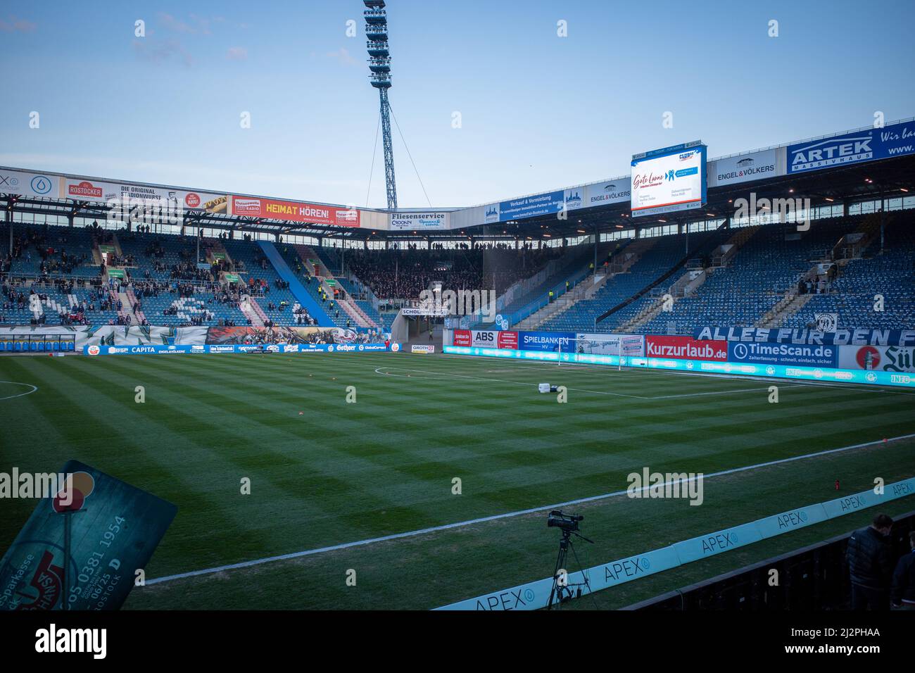 in the football stadium of FC Hansa Rostock a few minutes before ...