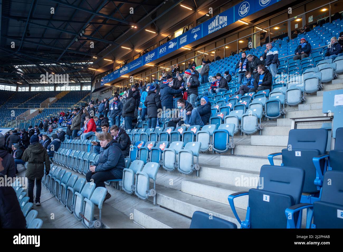in the football stadium of FC Hansa Rostock a few minutes before ...
