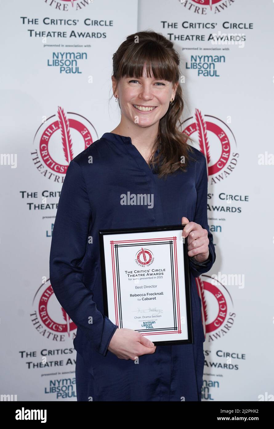 Rebecca Frecknall with the award for Best Director at the annual ...
