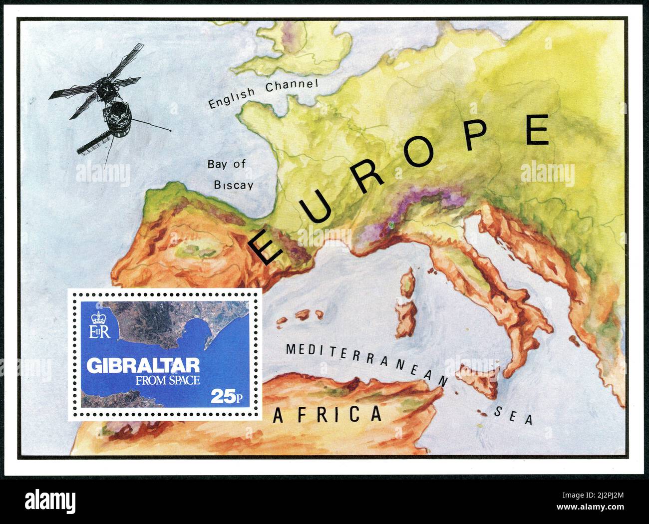 GIBRALTAR - CIRCA 1978: A postal stamp block printed in Gibraltar ...