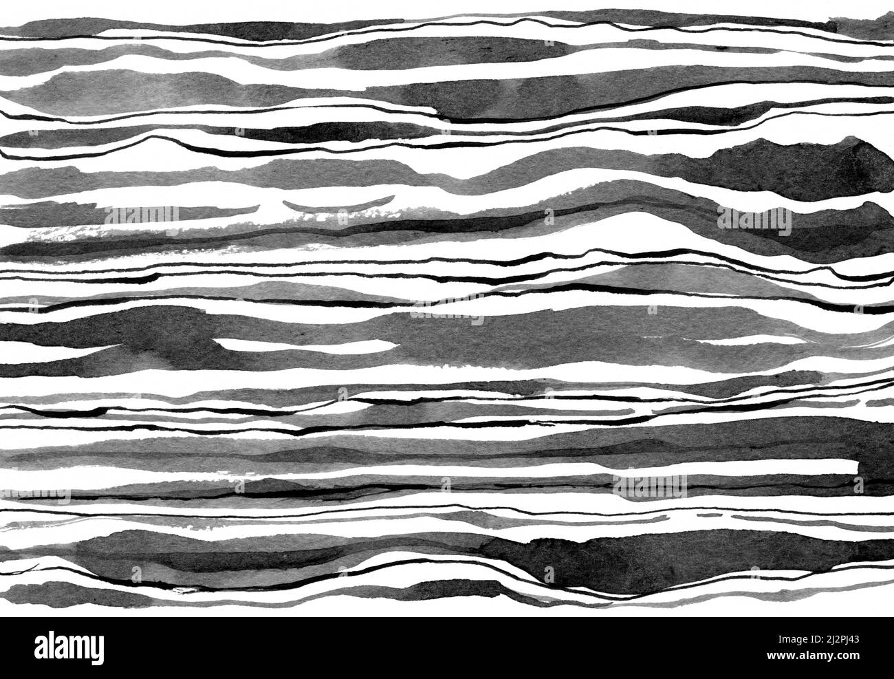 Abstract landscape ink hand drawn illustration. Black and white ink ...
