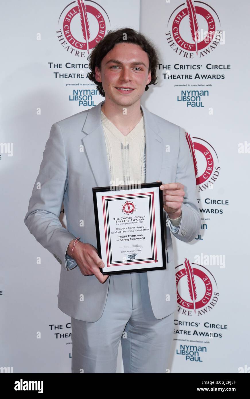 Stuart Thompson with the Most Promising Newcomer Award at the annual ...