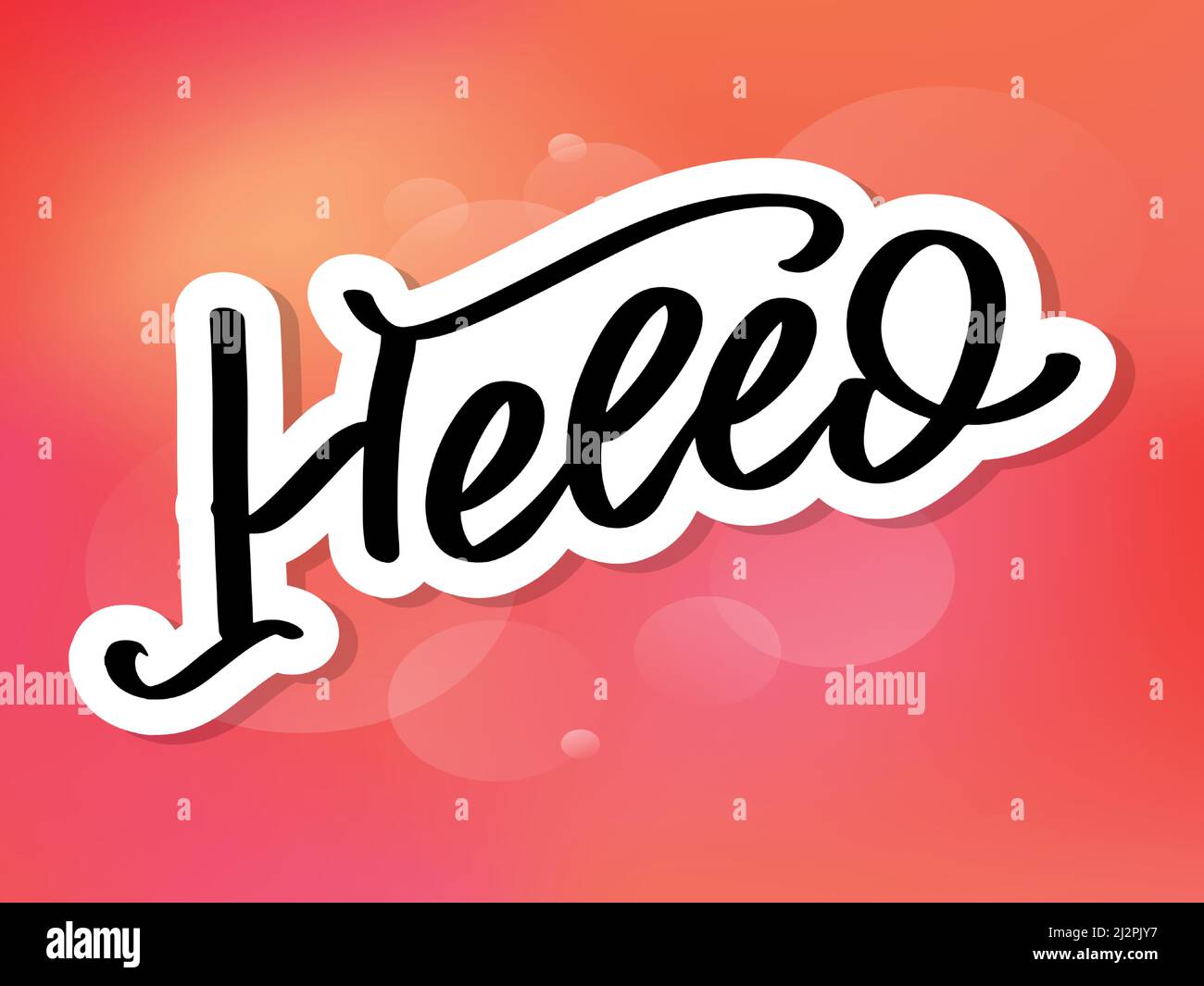 Hello in hand drawn style. Hello world. Lettering design concept. White ...