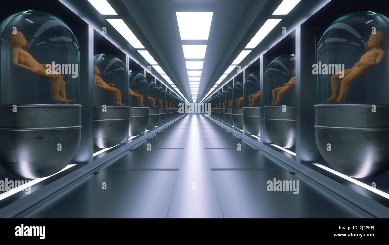 3d render. Futuristic hallway. Concept of modern architecture and ...