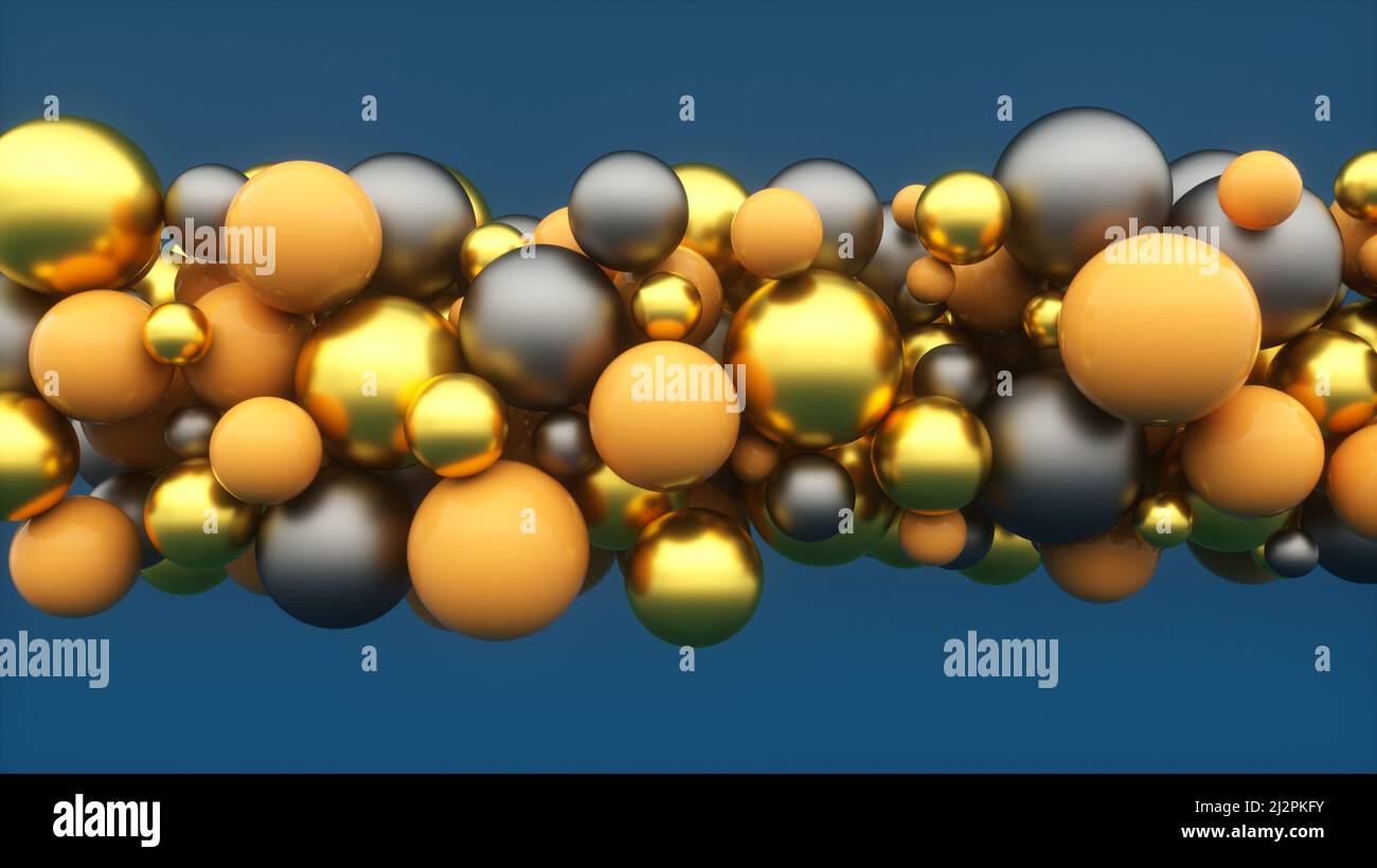 3d render. Abstract of spheres of different colors and sizes Stock ...