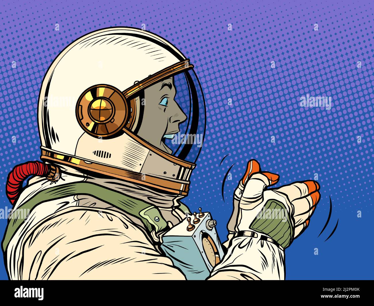 Surprised male astronaut, human emotions. Excitement delight shock. Pop ...