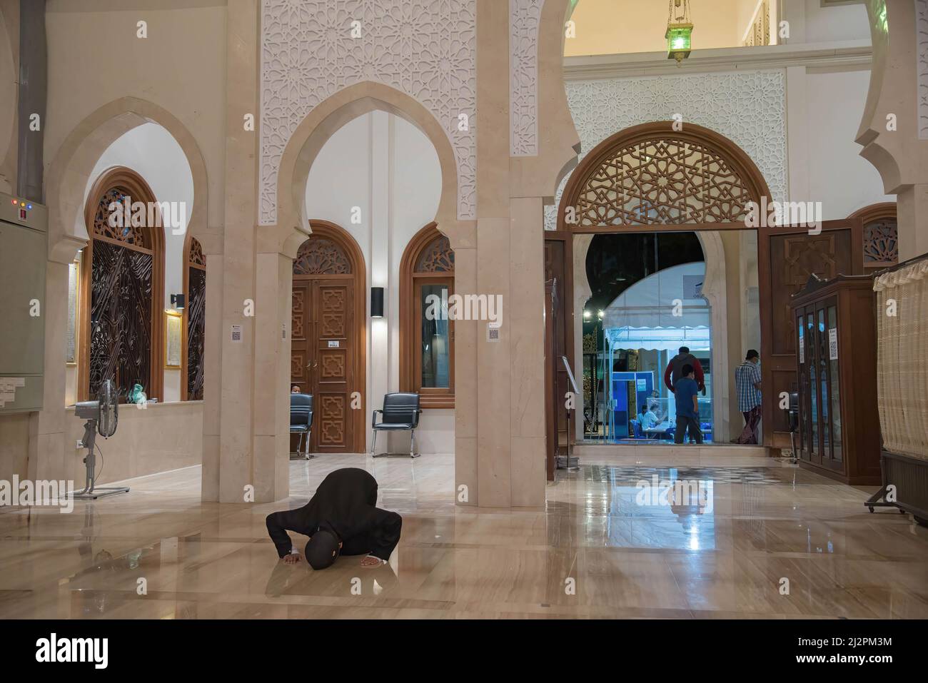 Bangkok, Thailand. 03rd Apr, 2022. A Muslim man seen praying on the ...
