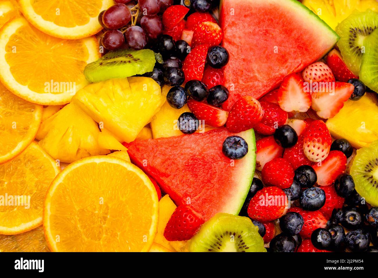 Fresh fruits background, Healthy mix fruits consist of tropical fruit ...