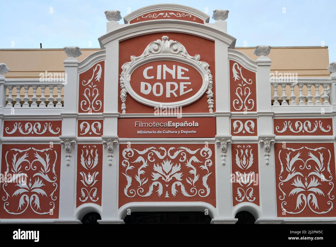 Close-up of the Cine Dore building (Filmoteca Española), a beautiful ...